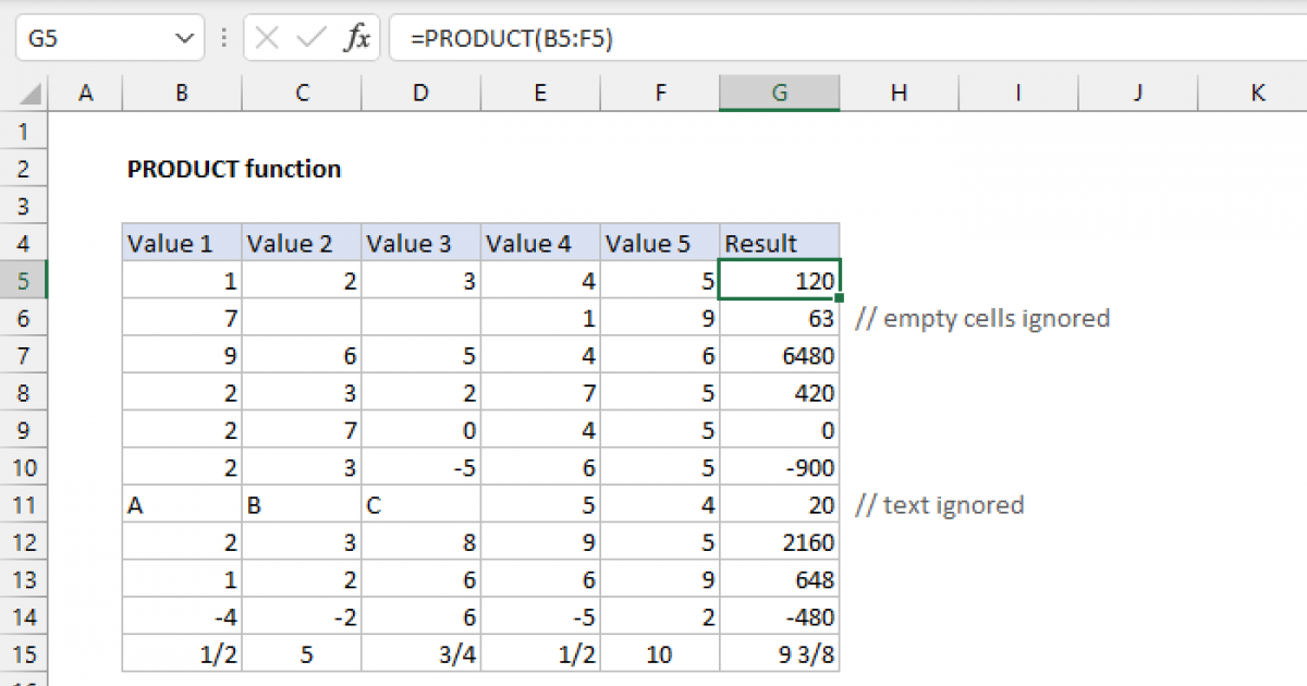 Excel PRODUCT function | Exceljet